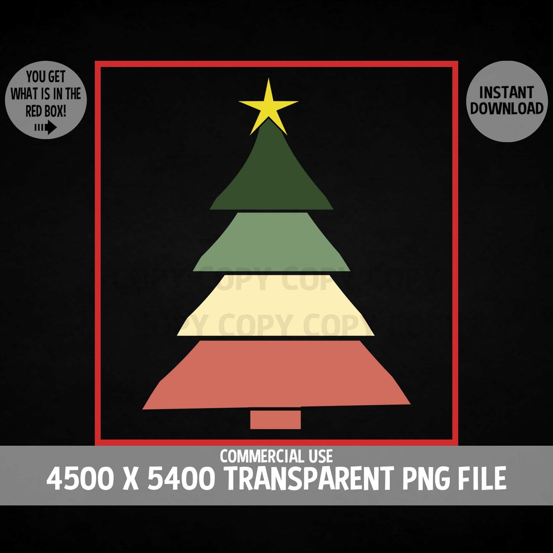 Christmas Tree With Star Svg Png Jpg Pdf Psd File Types Retro - Etsy