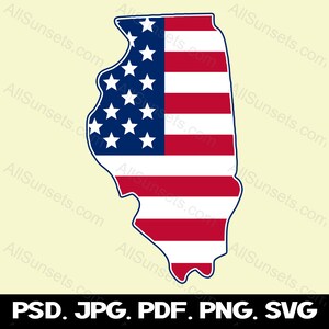 Illinois State Shape American Flag Svg Png Jpg Pdf Psd File Types ...