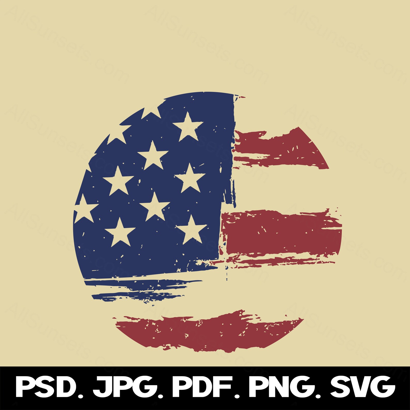 American Flag Round Svg Png Psd Pdf Jpg File Types Grunge - Etsy
