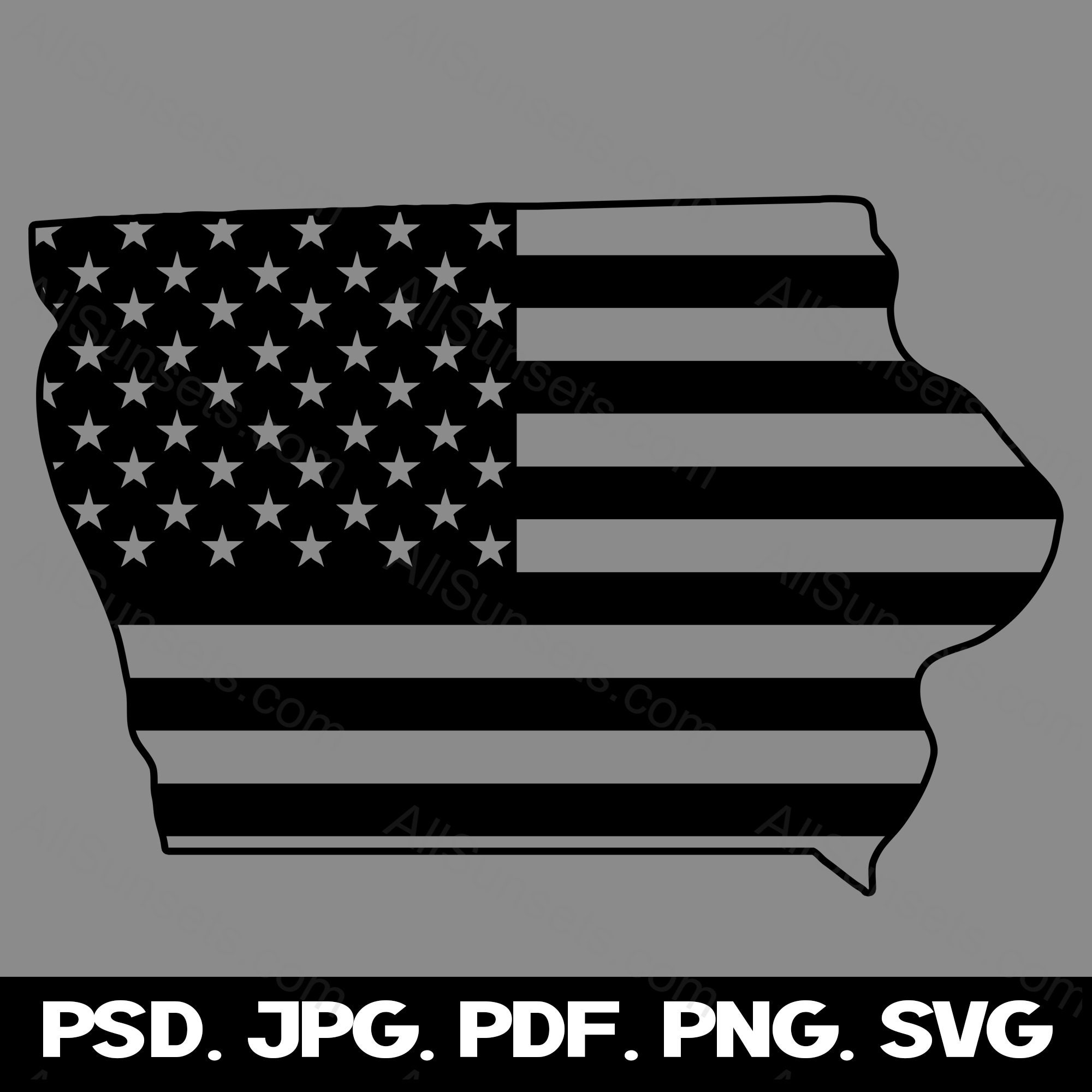 Iowa State Shape American Flag PNG SVG Patriotic Clipart USA - Etsy