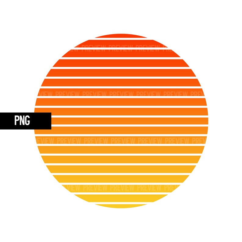 Retro Vintage Sunset PNG Clip Art Sun Color Gradient Palette | Etsy