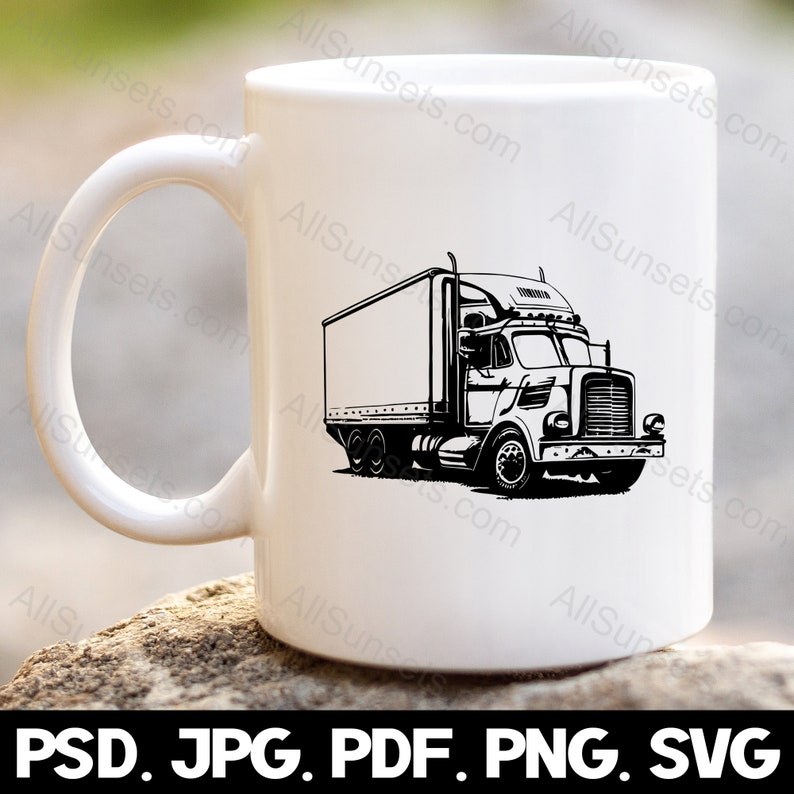 Cargo Box Truck Svg Png Psd Pdf File Types Semi Moving Van Etsy
