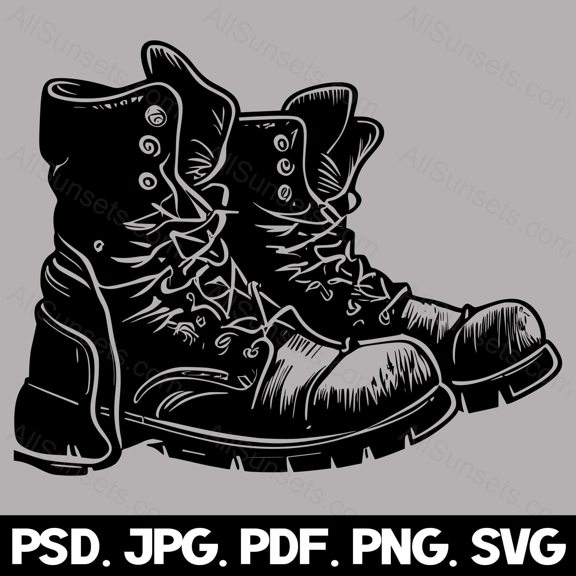 Pair of Work Boots Svg Png Jpg Psd Pdf File Types Soldier - Etsy