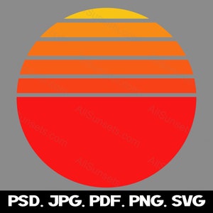 Yellow to Orange Retro Sunset Circle Svg Png Jpg Pdf Psd File - Etsy