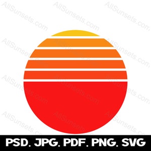 Yellow to Orange Retro Sunset Circle Svg Png Jpg Pdf Psd File Types ...