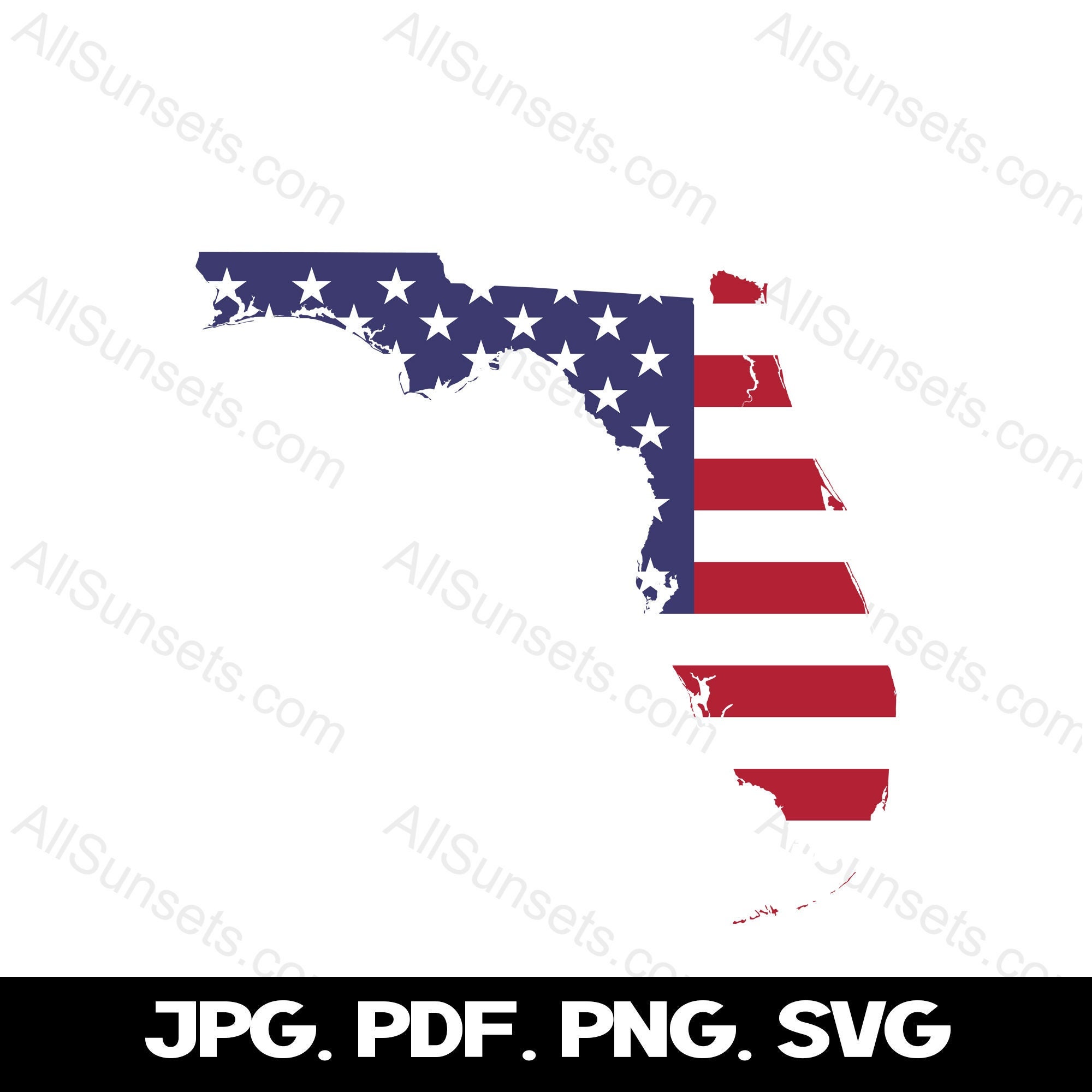 Florida Shape American Flag PNG SVG Patriotic Clipart USA - Etsy
