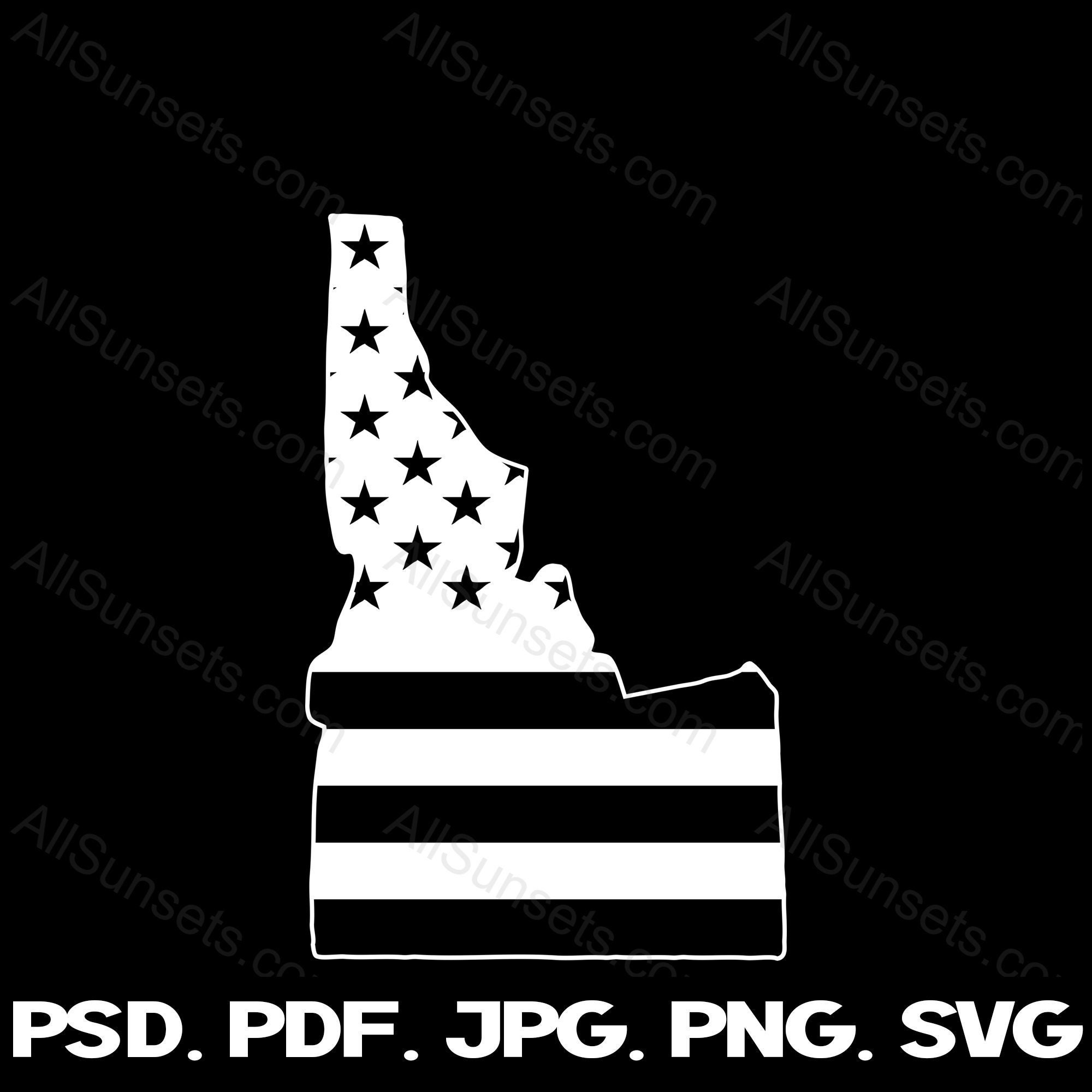 Idaho State Shape American Flag Svg Png Jpg Pdf Psd File Types - Etsy