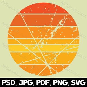 Distressed Round Retro Sunset Svg Png Psd Jpg Pdf File Types Grunge ...