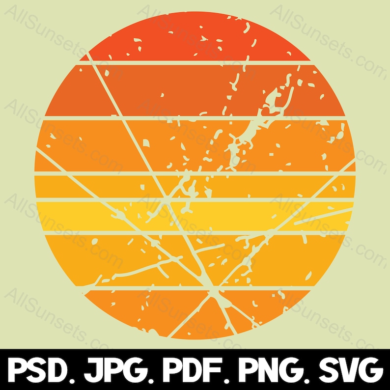 Distressed Round Retro Sunset Svg Png Psd Jpg Pdf File Types - Etsy