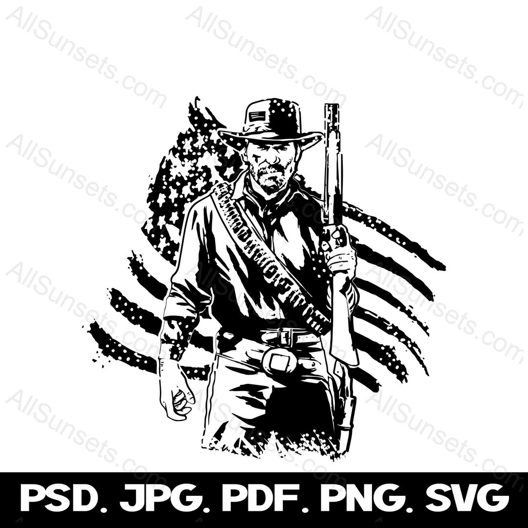 Western Cowboy Gunslinger American Flag Svg Png Svg Jpg Psd File Types ...