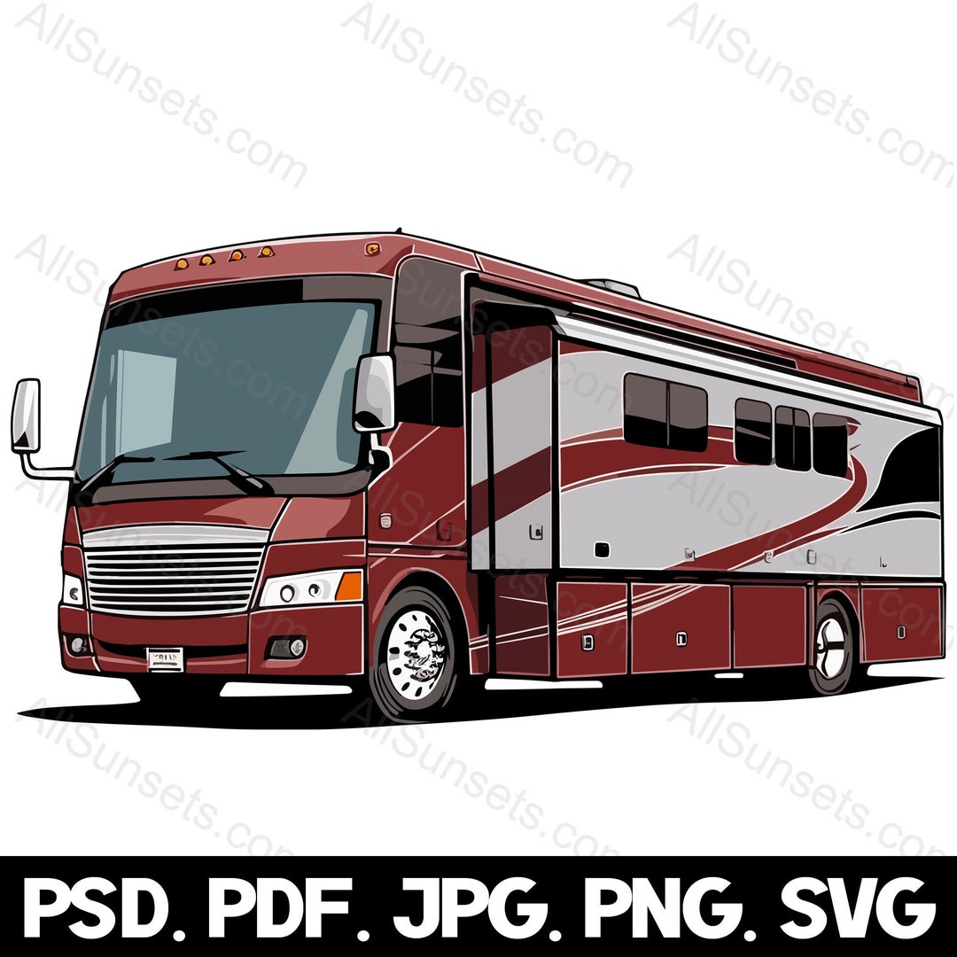 Class A Motorcoach Svg Png Psd Jpg Pdf File Types Motorhome Camper Bus ...