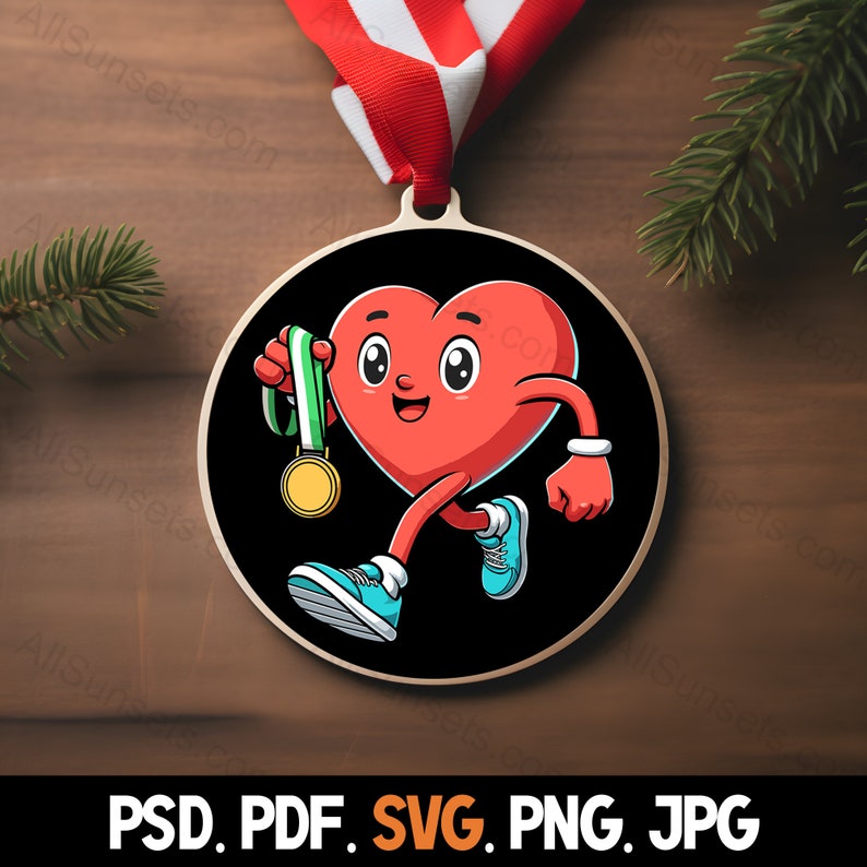 Heart Jogging Svg Png Pdf Psd Jpg File Types Valentines Day or Healthy ...