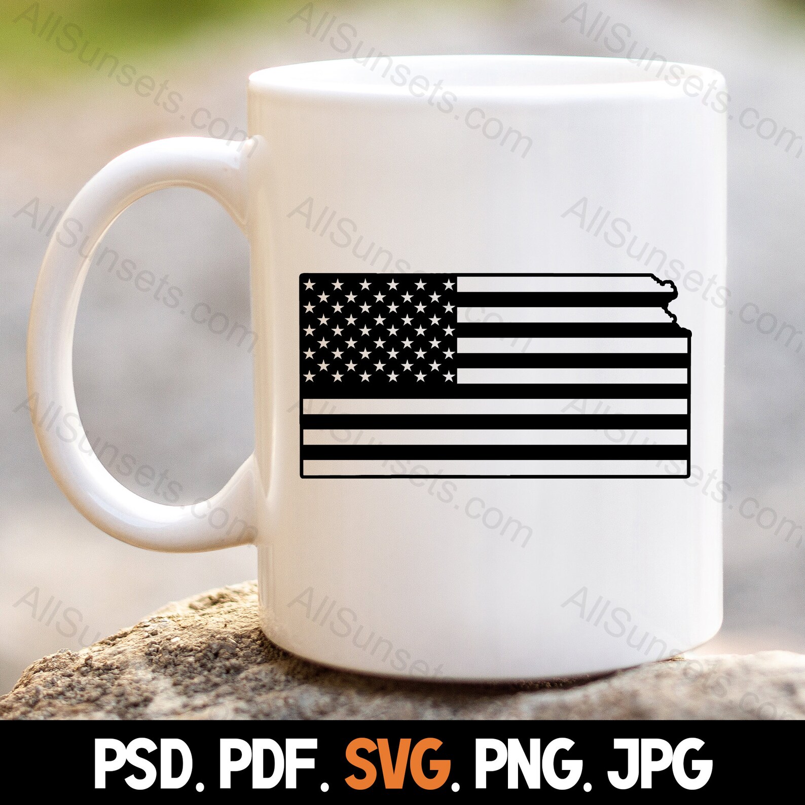 Kansas State Shape American Flag PNG SVG Pdf Psd Jpg Patriotic Clipart ...