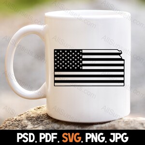 Kansas State Shape American Flag PNG SVG Pdf Psd Jpg Patriotic Clipart ...