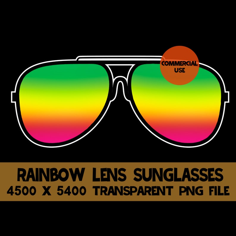 Rainbow Sunglasses PNG and SVG Cut File Clipart Glasses | Etsy