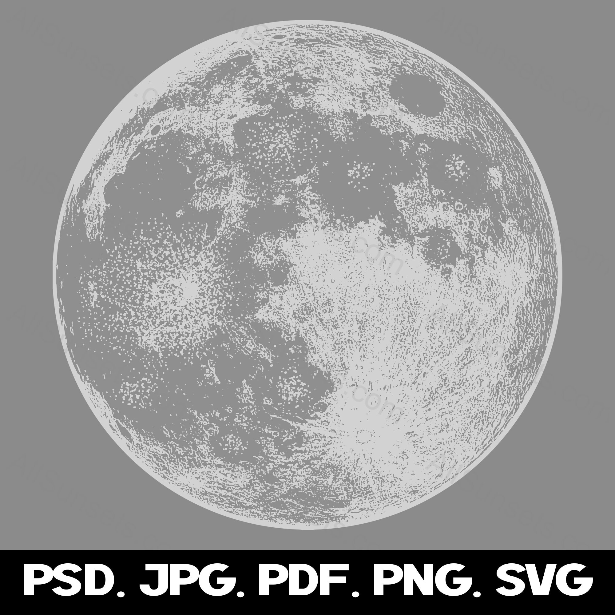 Full Grey Moon Svg Png Jpg Pdf Psd File Types Celestial Body Autumn ...