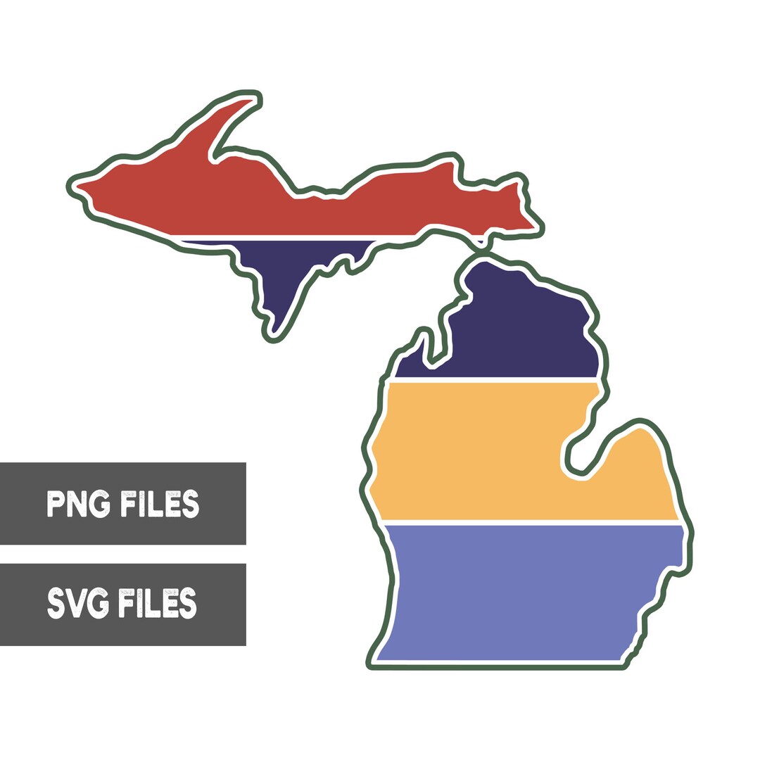 Michigan State Retro Sunset PNG SVG Cut File Clipart 5 Colors Palette ...