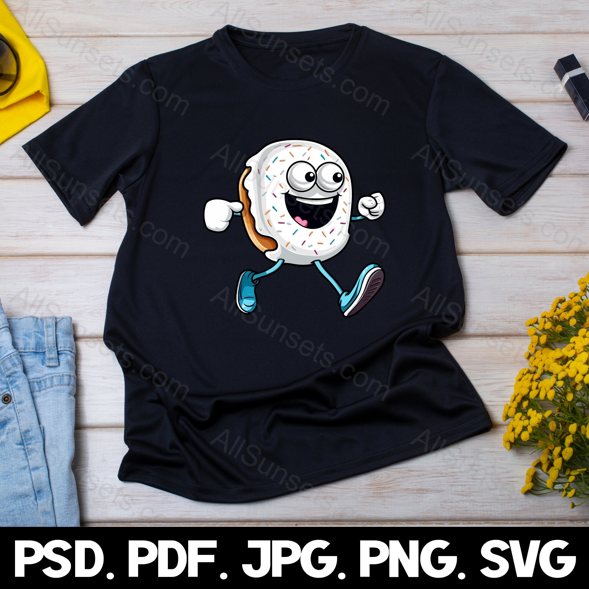 Frosted Donut Jogging Svg Png Pdf Psd Jpg File Types Exercise Doughnut ...
