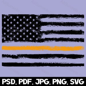 American Flag Thin Orange Line Svg Png Jpg Pdf Psd File Types Search ...