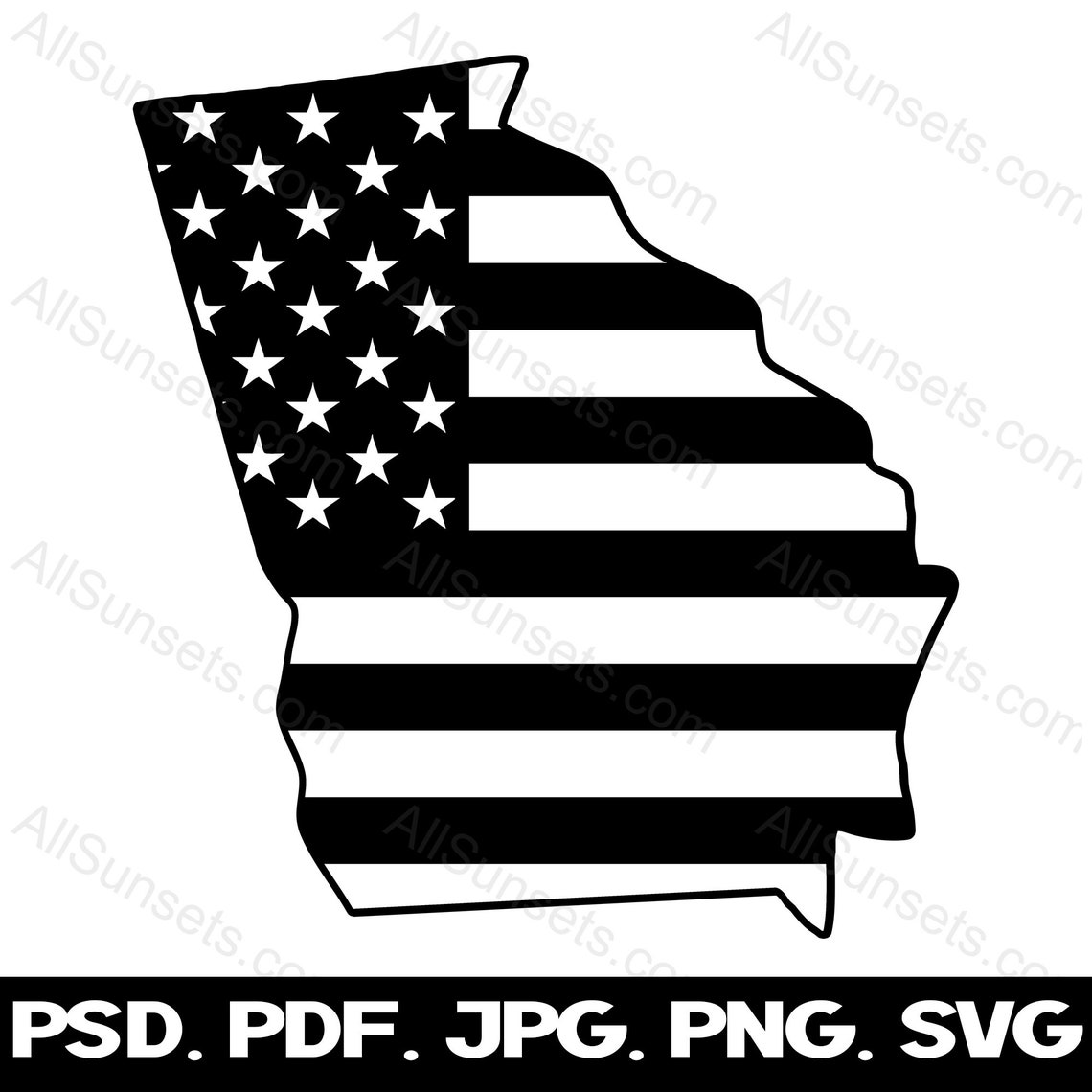 Georgia State Shape American Flag Svg Png Jpg Pdf Psd File - Etsy