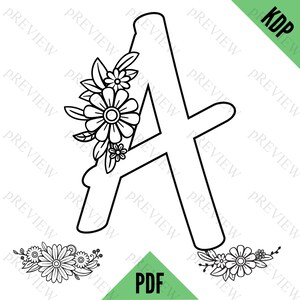 KDP Alphabet Flowers Coloring Pages Sheets PDF ABC Letters Colouring ...