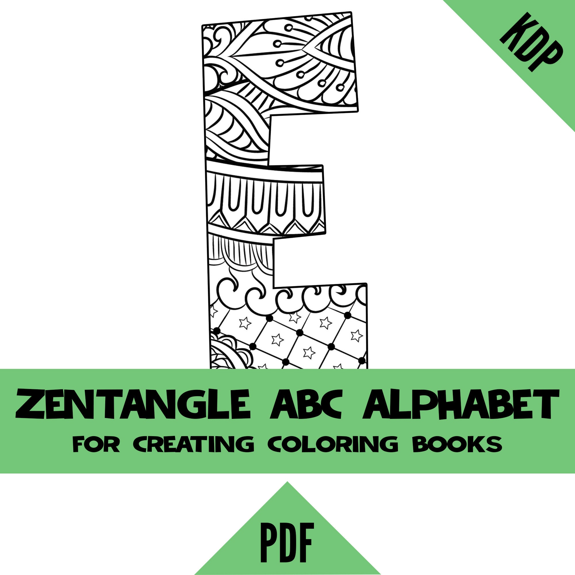 KDP Alphabet Zentangle Inspired Coloring Pages Sheets PDF ABC | Etsy