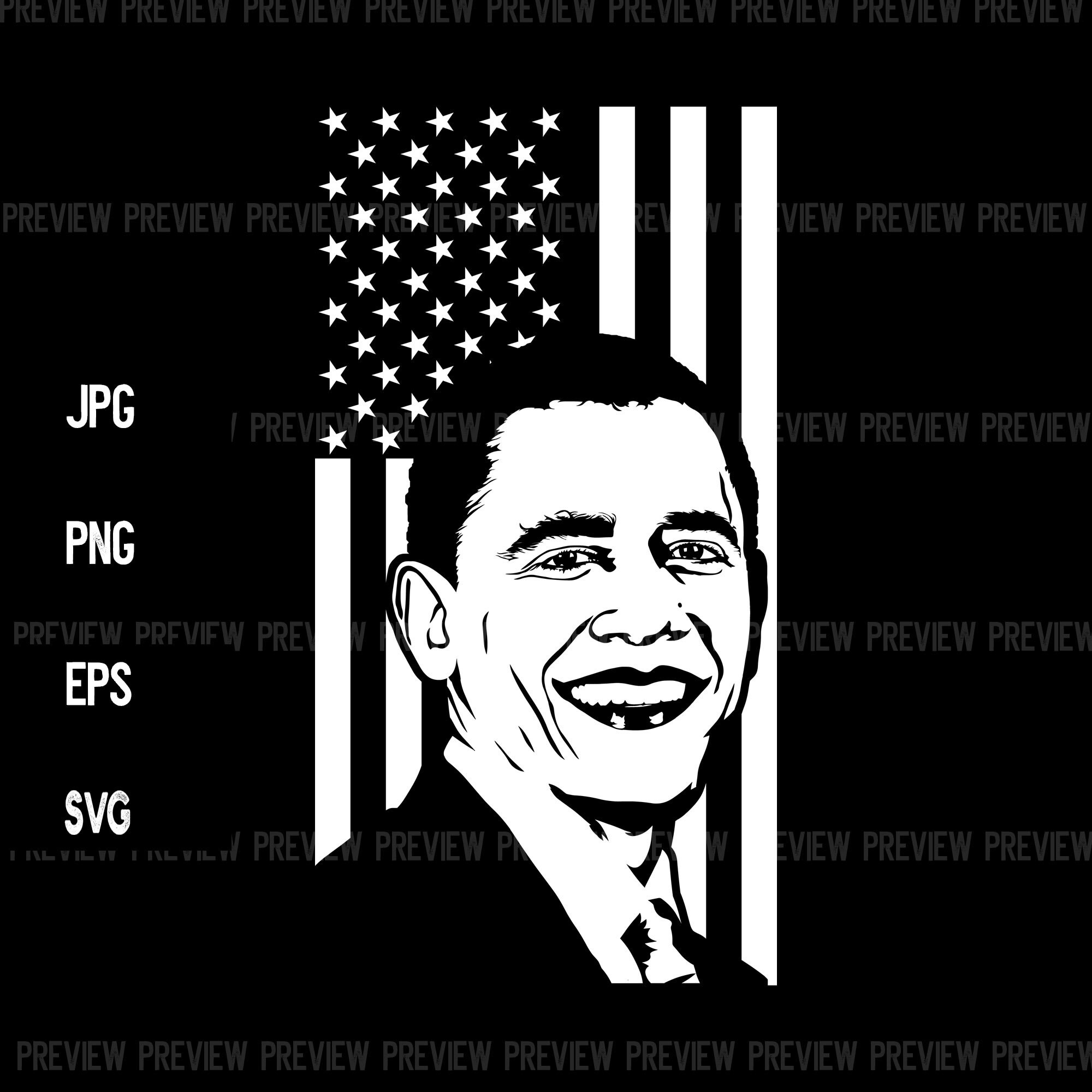 Barack Obama American Flag Silhouette Svg Png Eps Jpg Files - Etsy