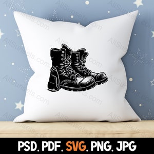 Pair of Work Boots Svg Png Jpg Psd Pdf File Types Soldier Fireman ...