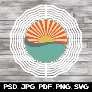 Sunset Sun Rays Ocean Waves Retro Colors Svg Png Jpg Psd Pdf File Types ...