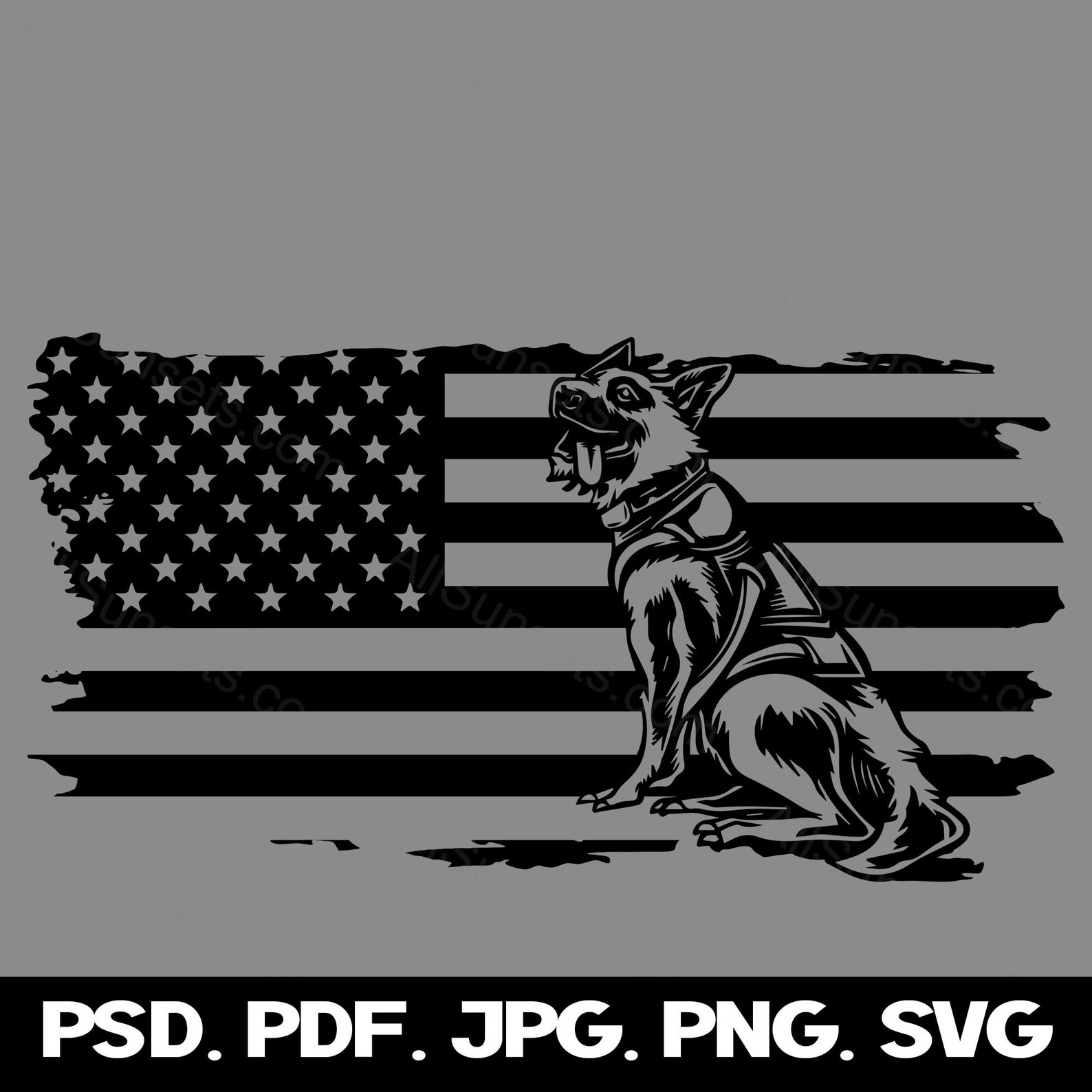 Service Dog Grunge American Flag Svg Png Psd Pdf Jpg File - Etsy