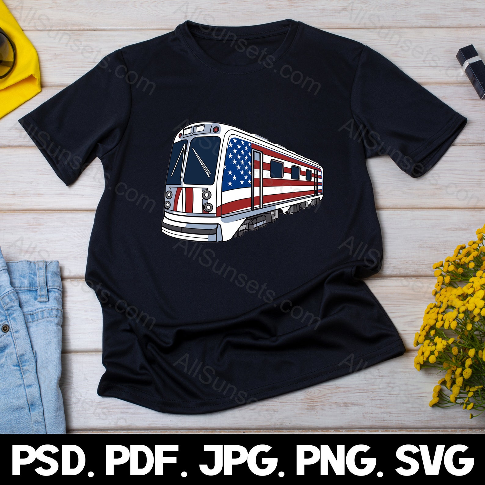 Patriotic Subway Train Svg Png Jpg Pdf Psd File Types Modern American ...