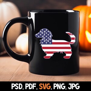 Long Hair Dachshund Dog Shaped American Flag Svg Png Jpg Pdf Psd File ...