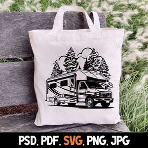 Class C Motorhome Wilderness Scene Silhouette Svg Png Psd Jpg Pdf File ...