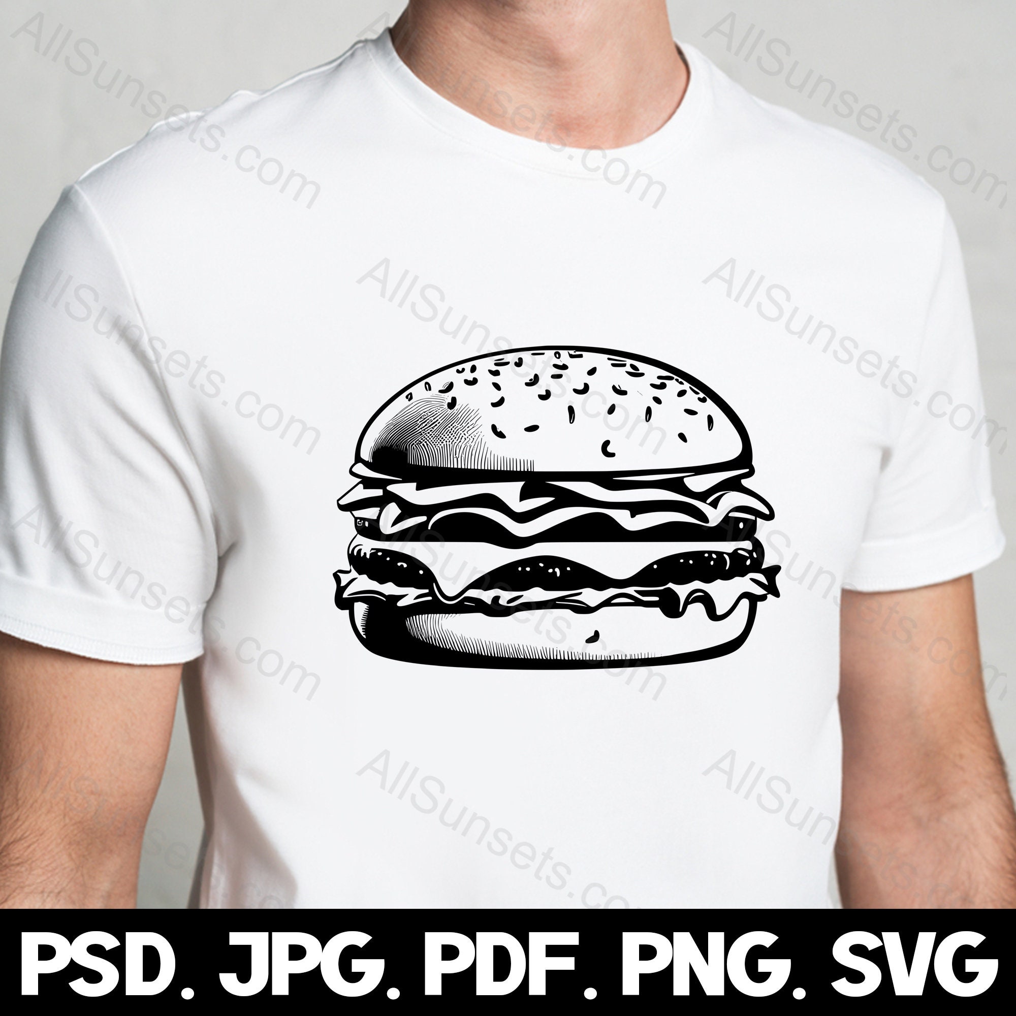 Cheeseburger Silhouette Svg Png Psd Jpg Pdf File Types - Etsy