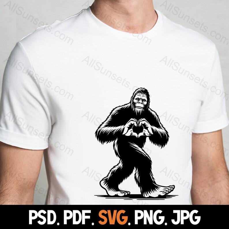 Bigfoot Hands Making Heart Silhouette Svg Png Jpg Psd Pdf File Types ...