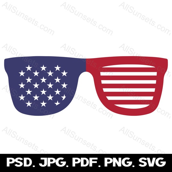 Sunglasses Patriotic SVG Thick Rimmed Eyewear PNG Vector File - Etsy