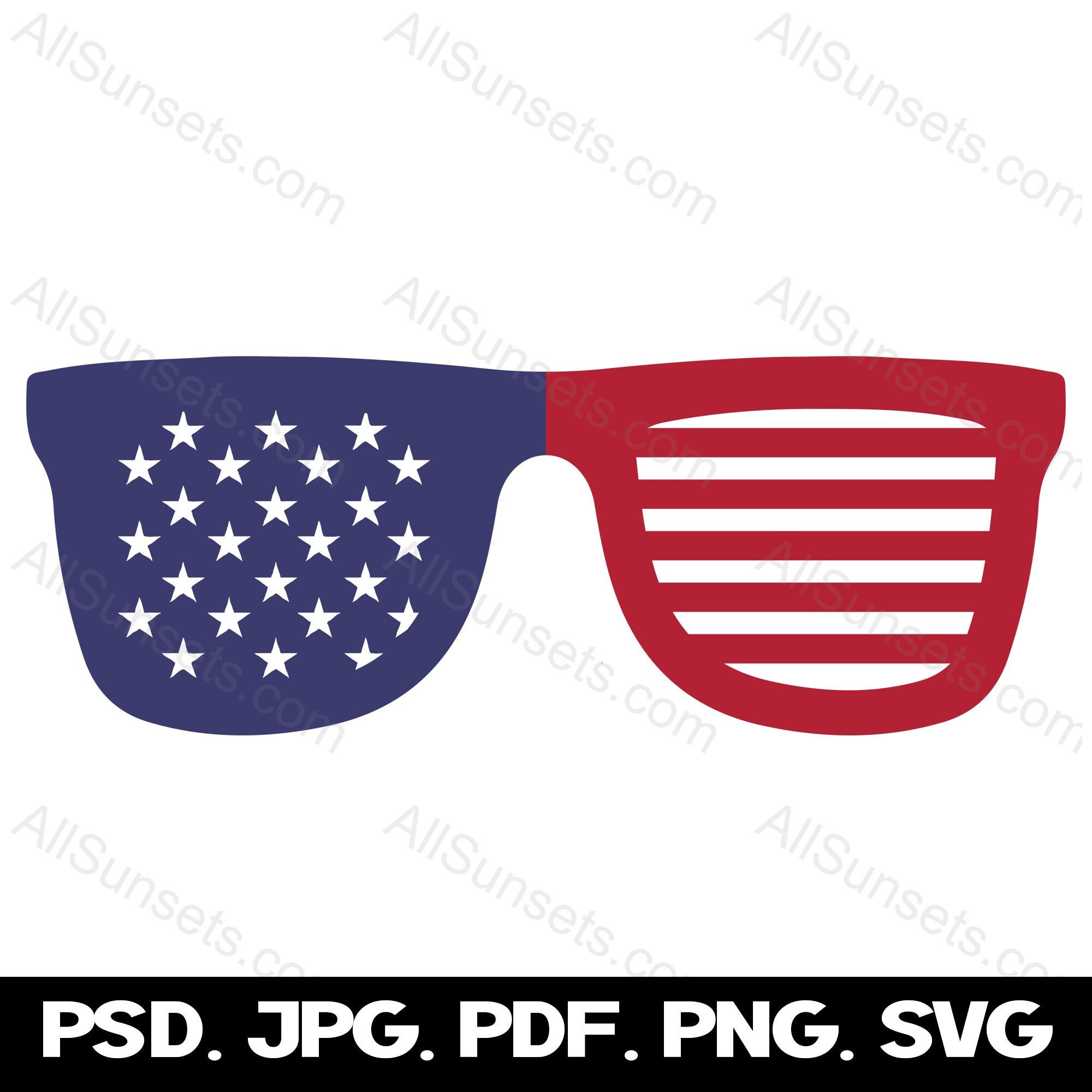 Sunglasses Patriotic SVG Thick Rimmed Eyewear PNG Vector File Format ...