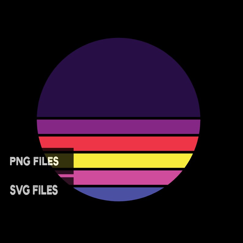 80s 6 Color Retro Sunset Circle Svg Png Jpg Psd Pdf File Types - Etsy