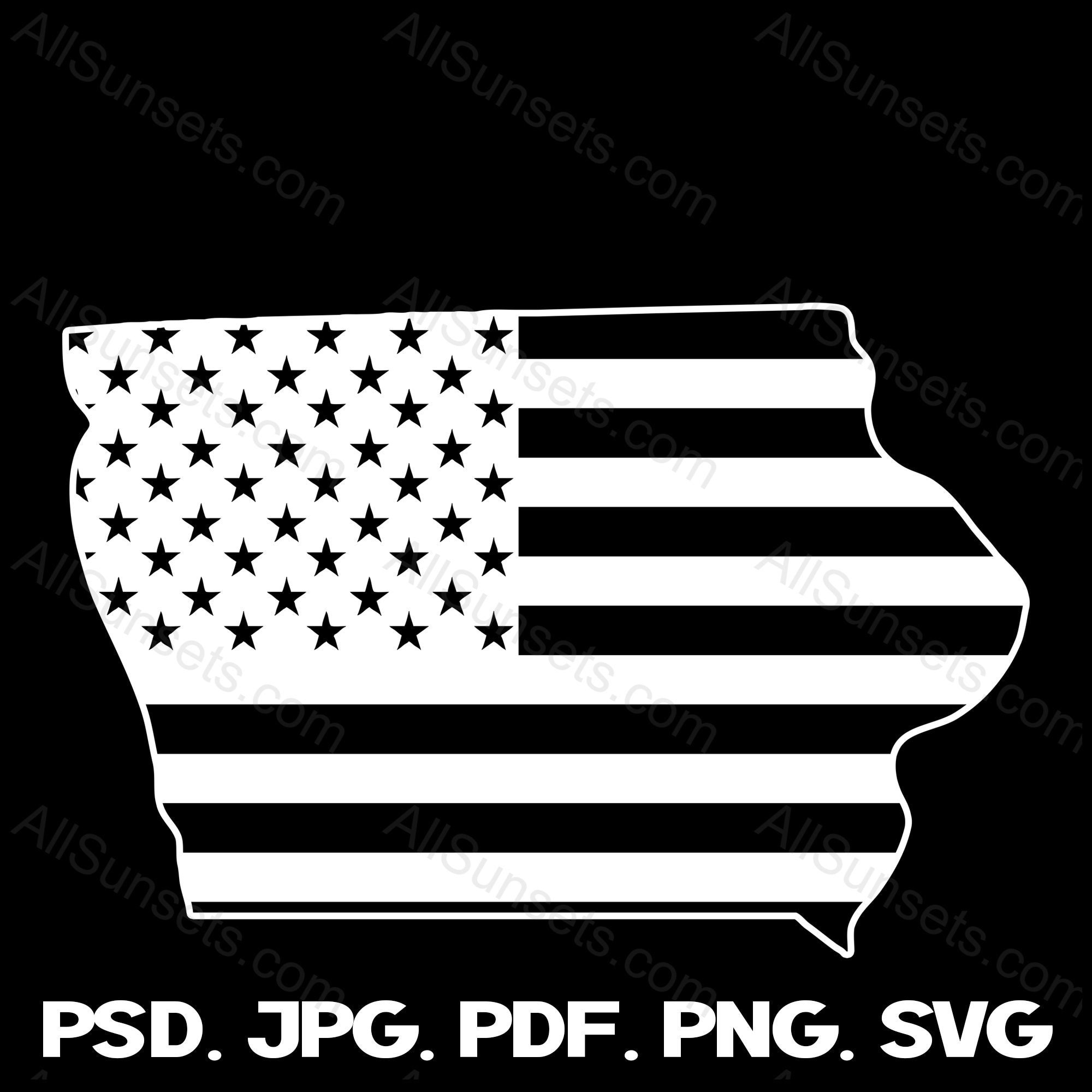 Iowa State Shape American Flag PNG SVG Patriotic Clipart USA - Etsy
