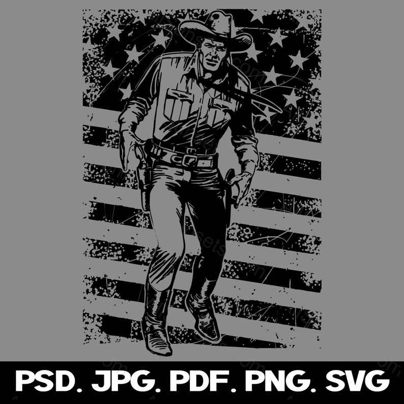 Cowboy Western American Flag Svg Png Svg Jpg Psd File Types - Etsy ...