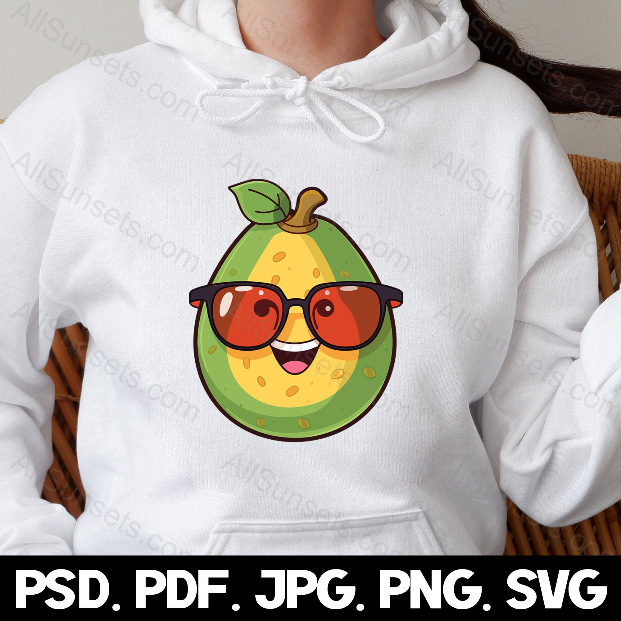 Avocado Wearing Sunglasses Svg Png Jpg Pdf Psd File Types Summer ...