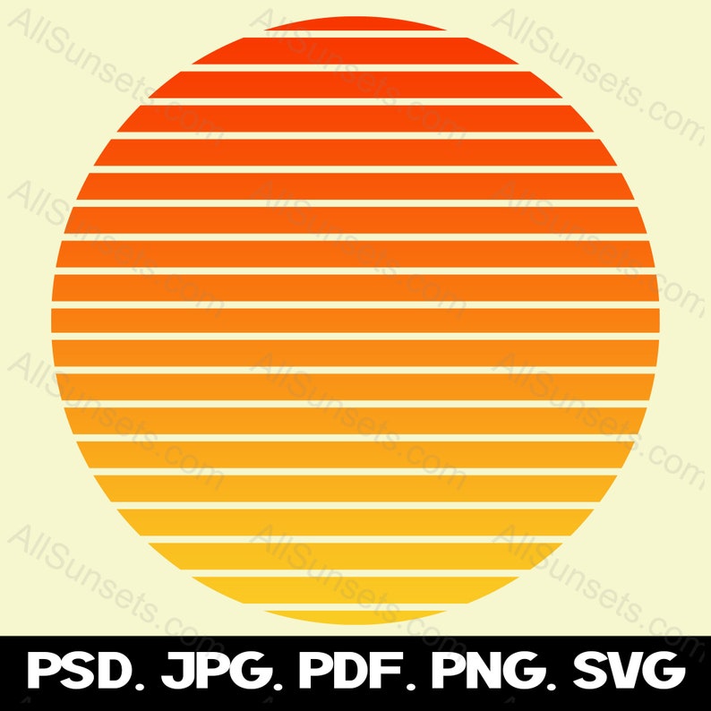 Retro Vintage Sunset PNG Clip Art Sun Color Gradient Palette Instant ...