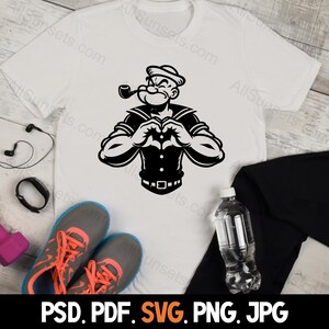 Popeye Making Heart Sign Silhouette Svg Png Jpg Pdf Psd | Fun Cartoon ...