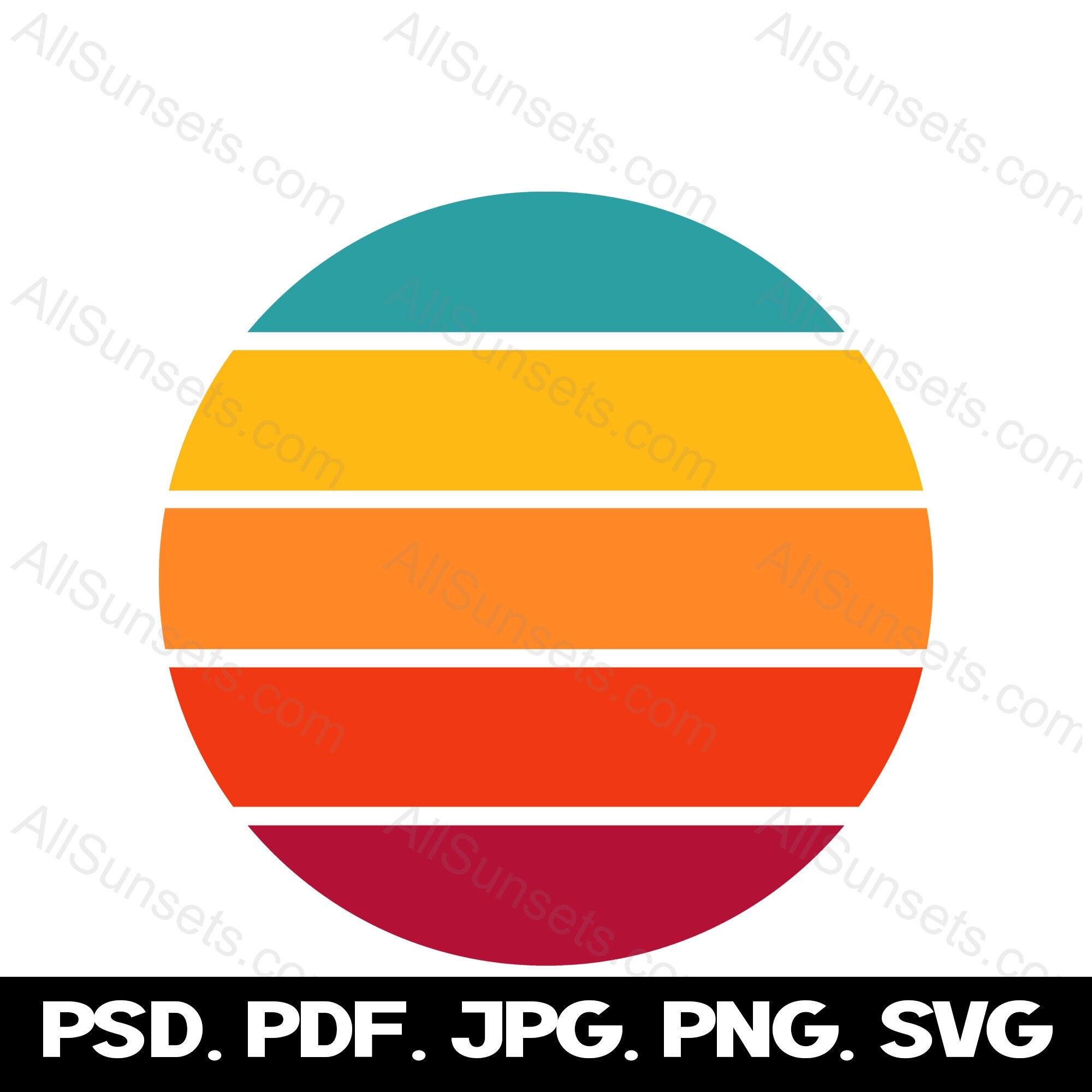 Retro Vintage Sunset Circle Svg Png Jpg Pdf Psd File Types - Etsy UK