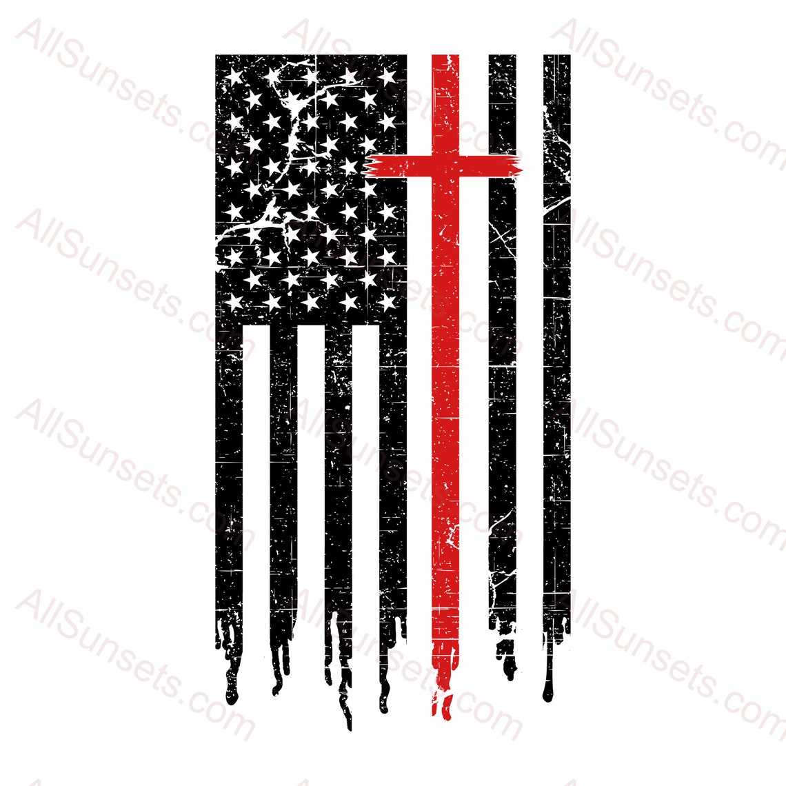 American Flag Red Religious Cross Grunge Vertical PNG SVG - Etsy