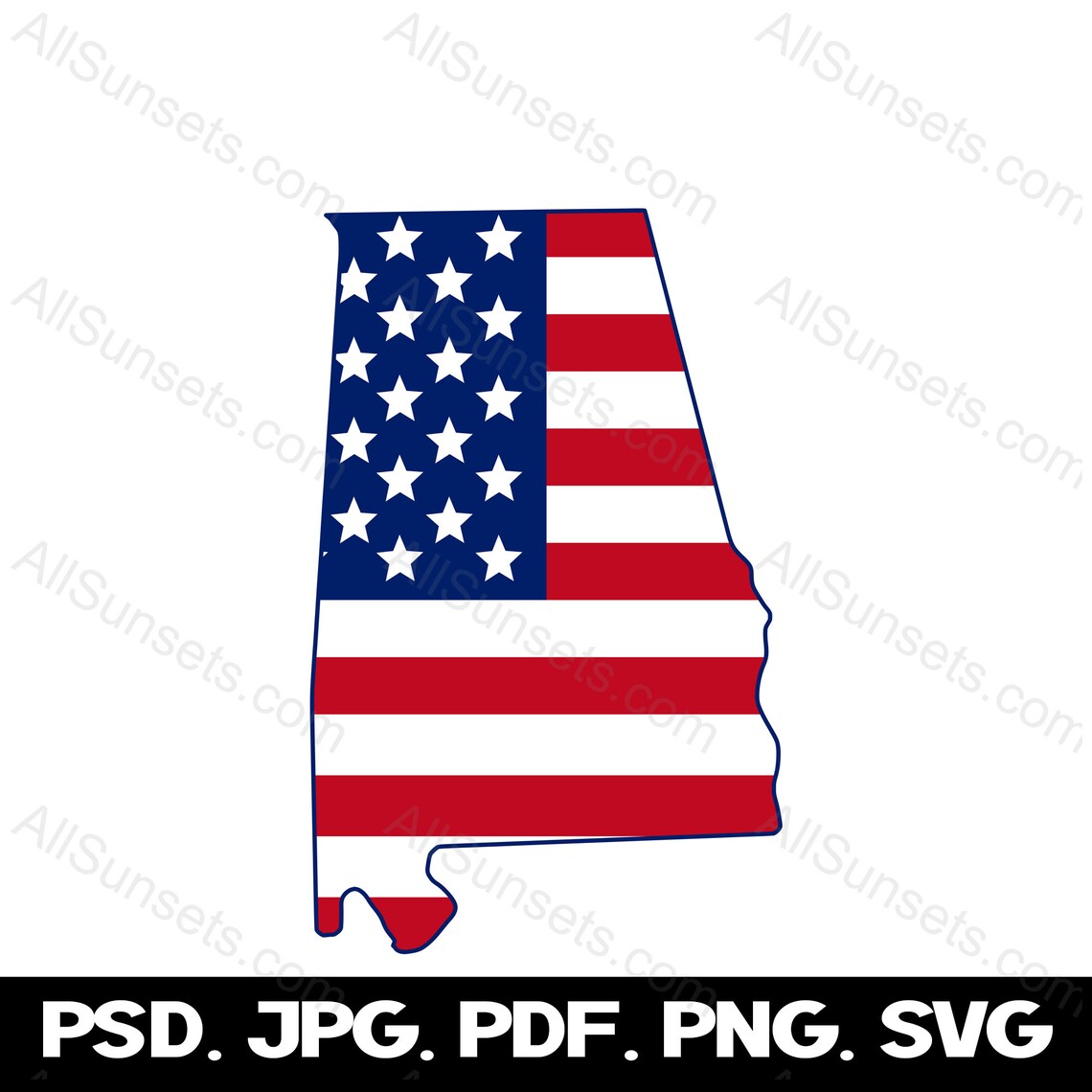Alabama State Shape American Flag Svg Png Jpg Pdf Psd File - Etsy