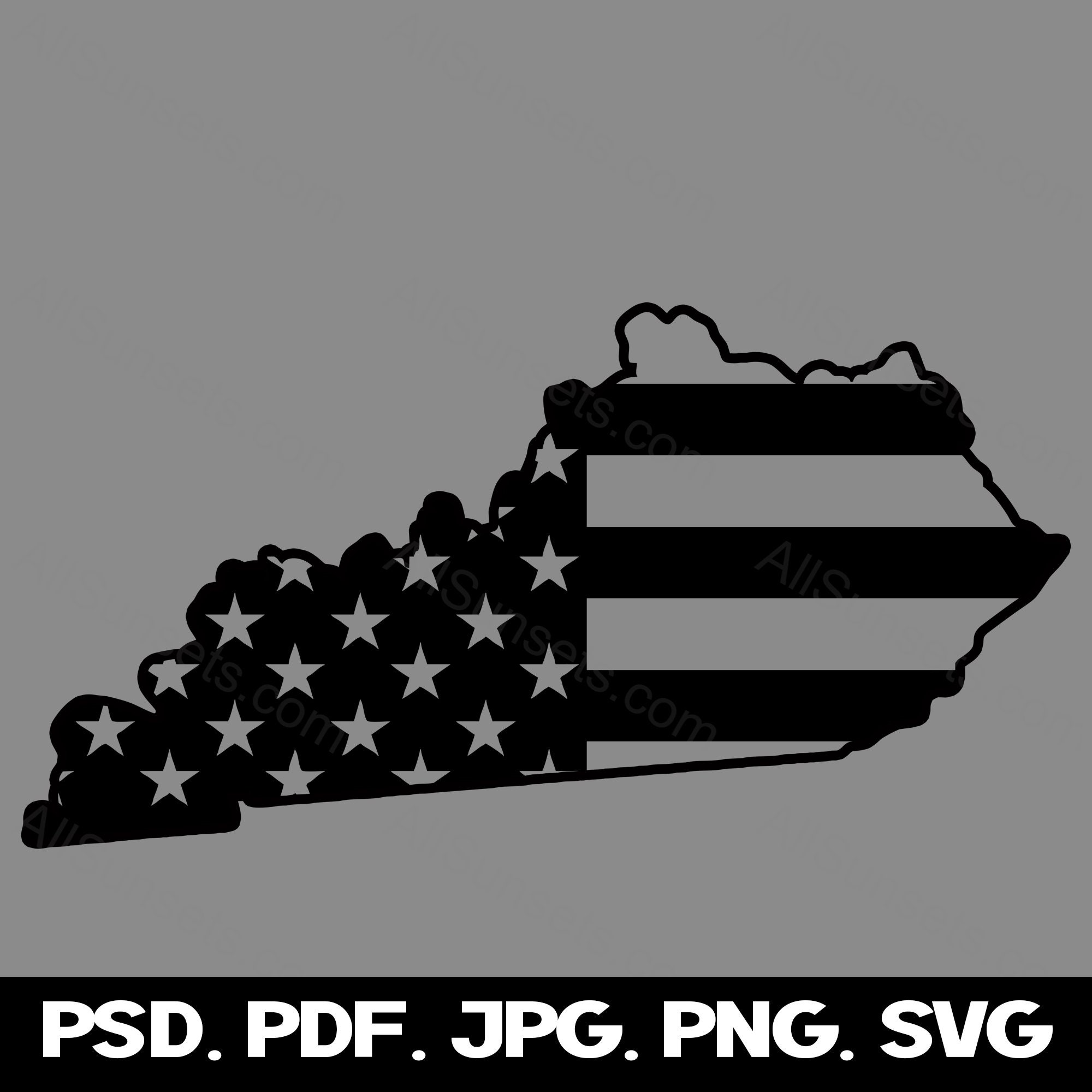 Kentucky State Shape American Flag Svg Png Jpg Psd Pdf File - Etsy