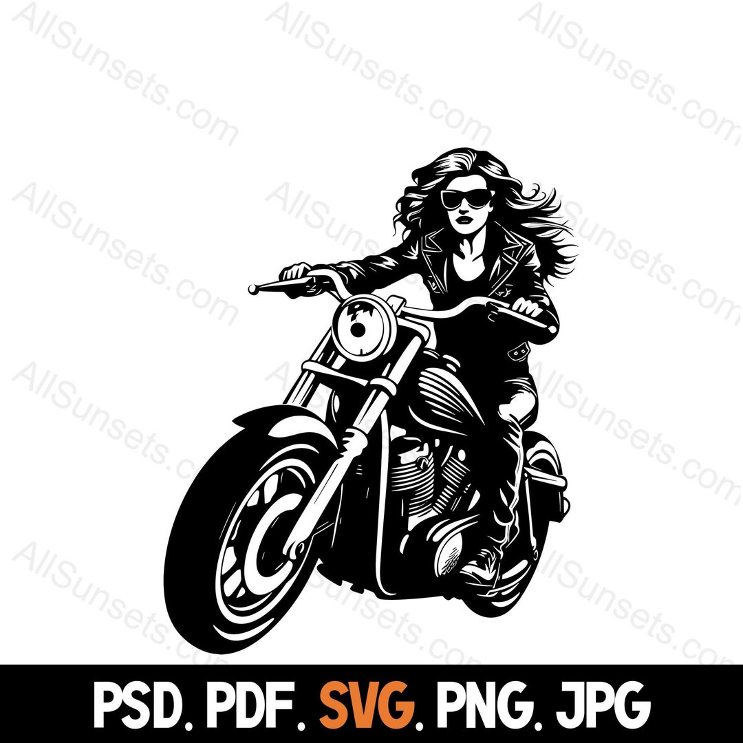 Female Motorcycle Rider Biker Mom Silhouette Svg Png Psd Jpg Pdf File ...
