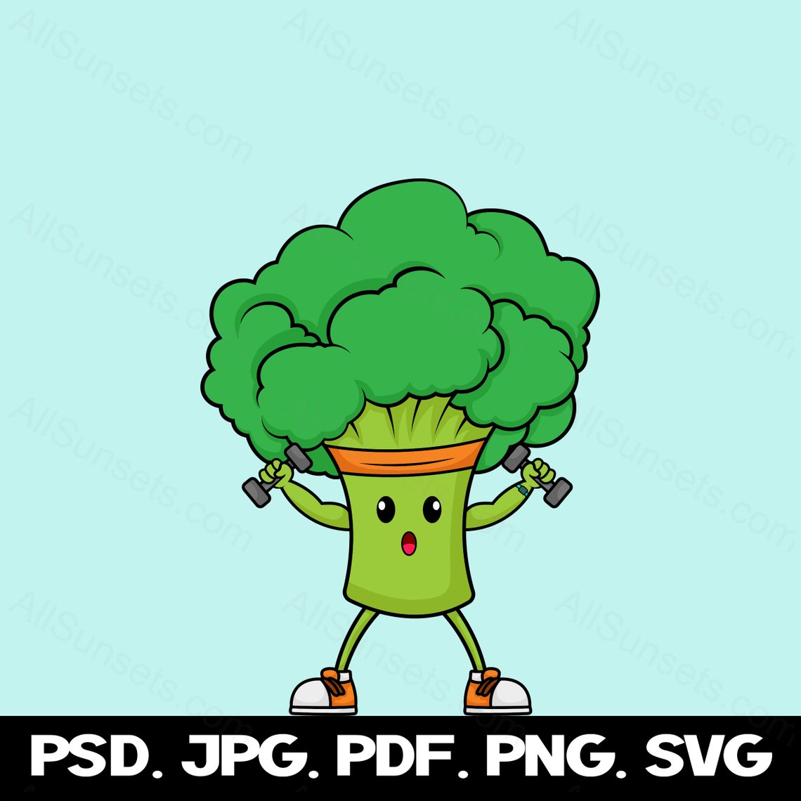 Broccoli Exercise Fitness Svg Png Pdf Psd Jpg File Types - Etsy