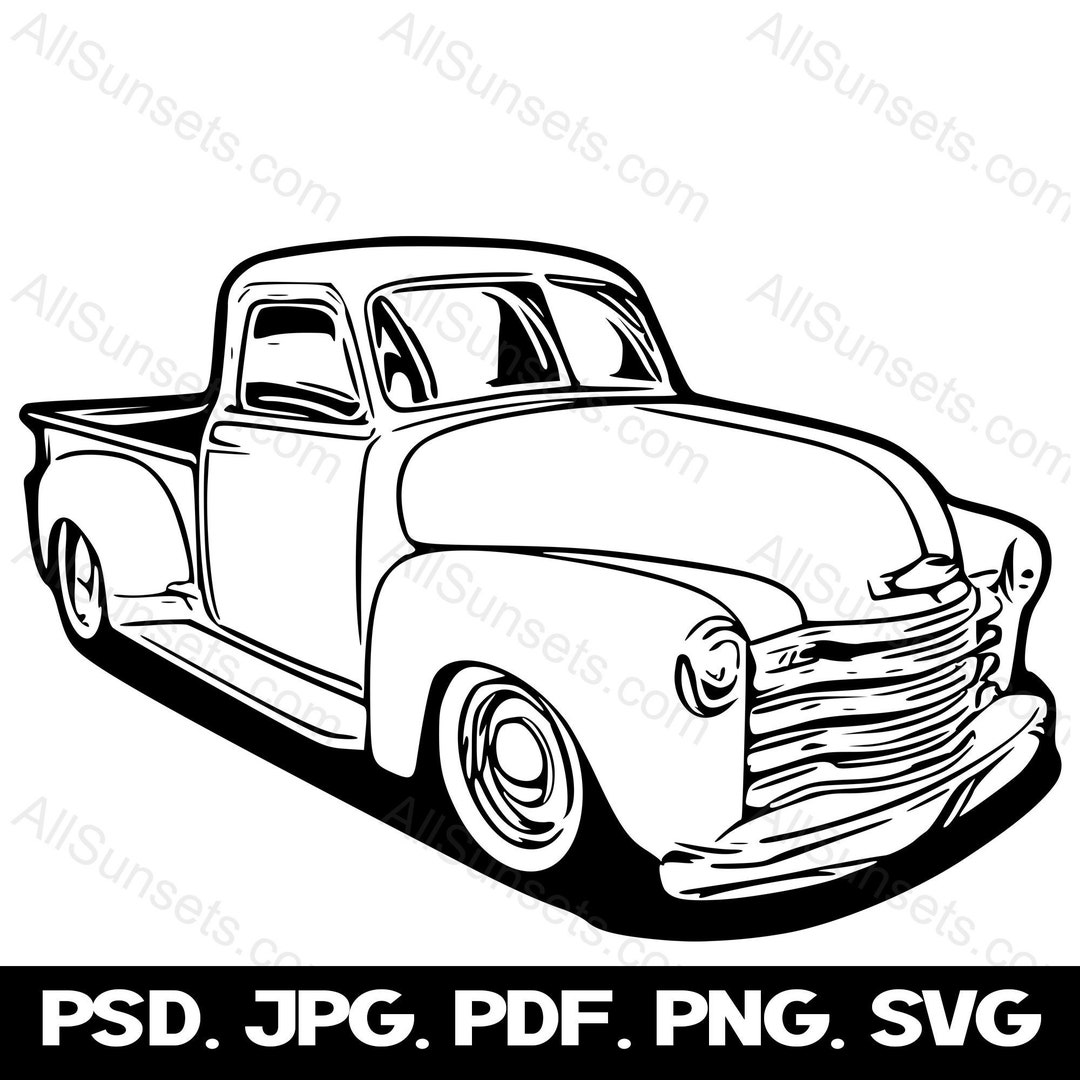 Classic 1950s Pickup Truck SVG Vehicle Vintage 50's Antique Vector ...